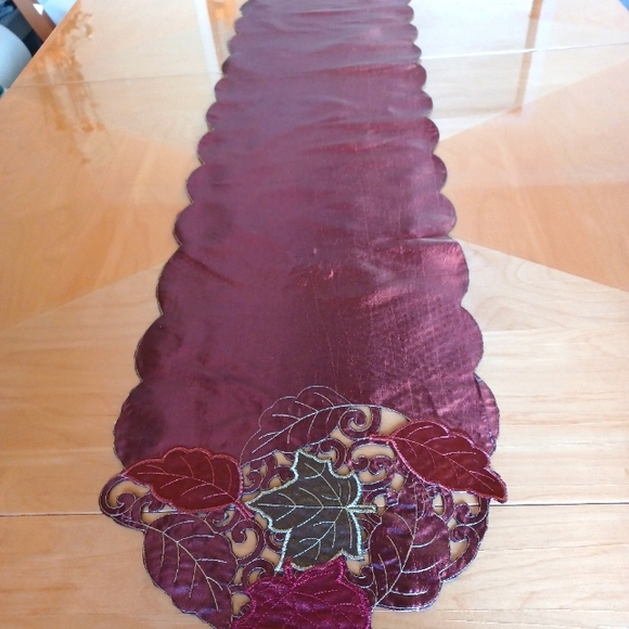 Pier 1 | Accents | Pier One Satin Fabric Rich Copper Leaves Table ...